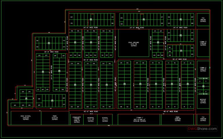 92.Autocad Drawing Of Town Planing For Download