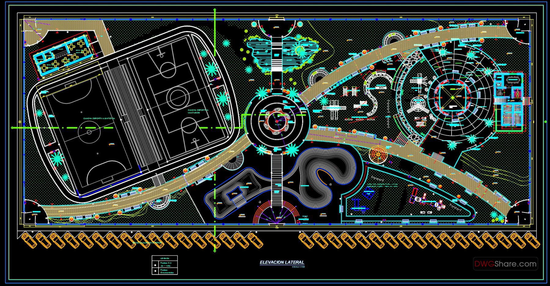 95.Autocad Drawing Of Recreational Park Design For Download