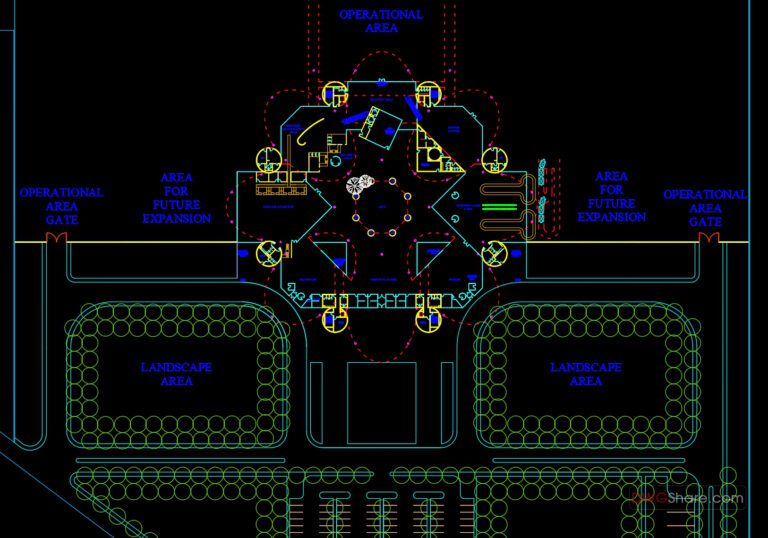 Autocad Drawing Of Airport Design Plan And Elevation For Download