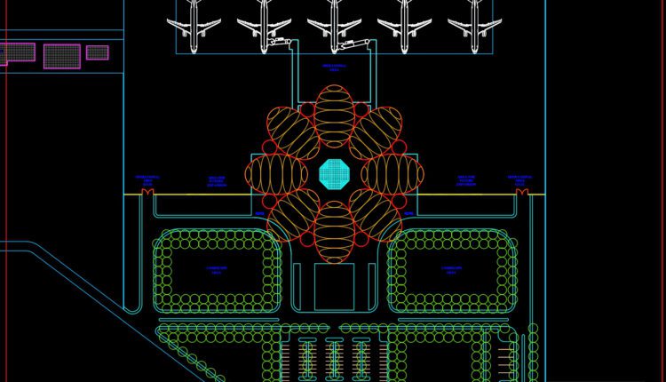 Autocad Drawing Of Airport Design Plan And Elevation For Download ...