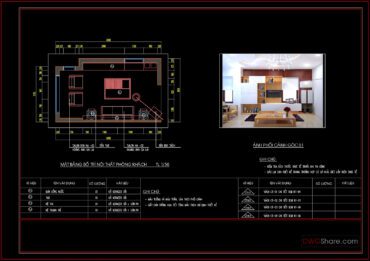 Detailed Drawings Of Living room In Autocad File