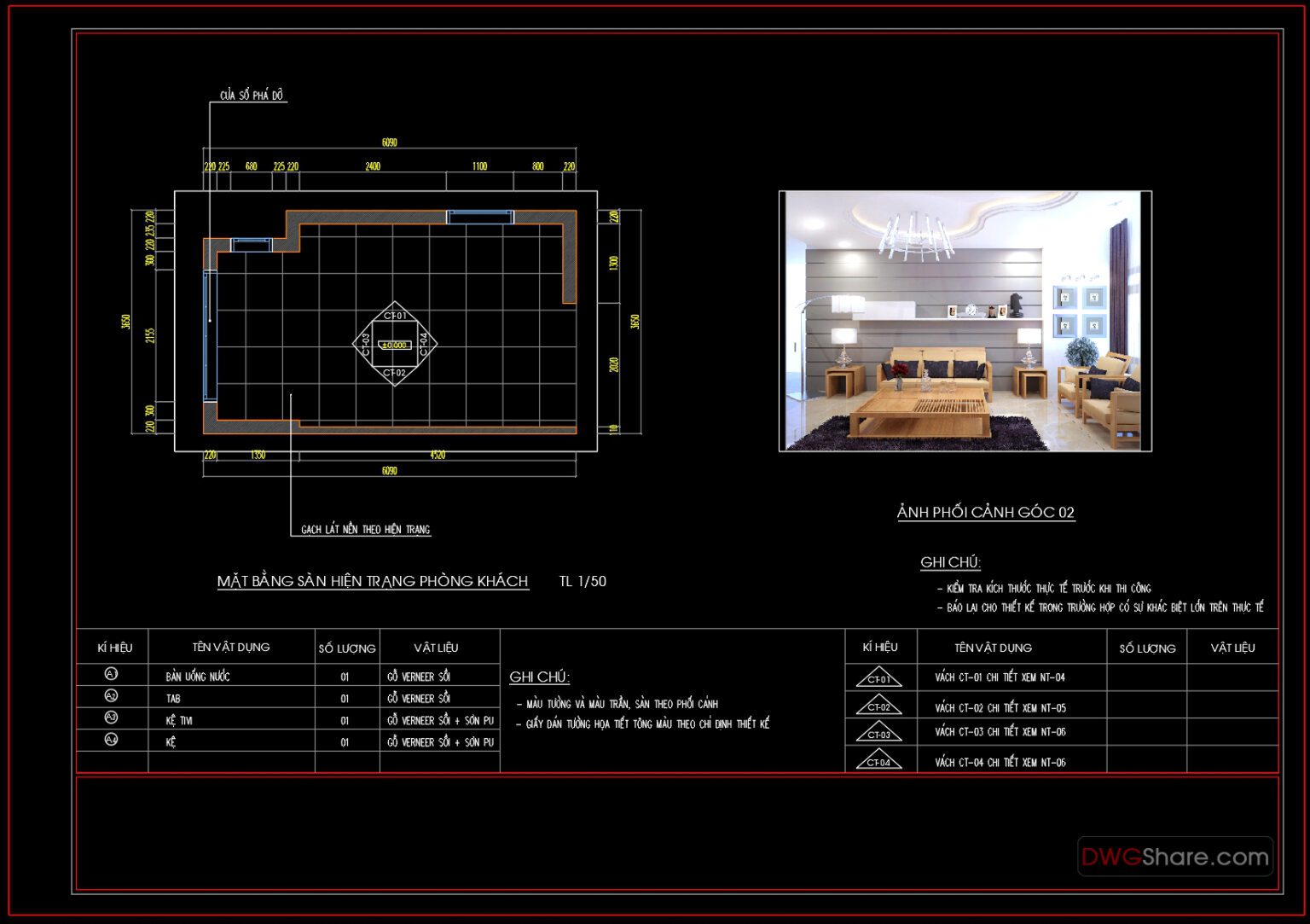 Detailed Drawings Of Living room In Autocad File
