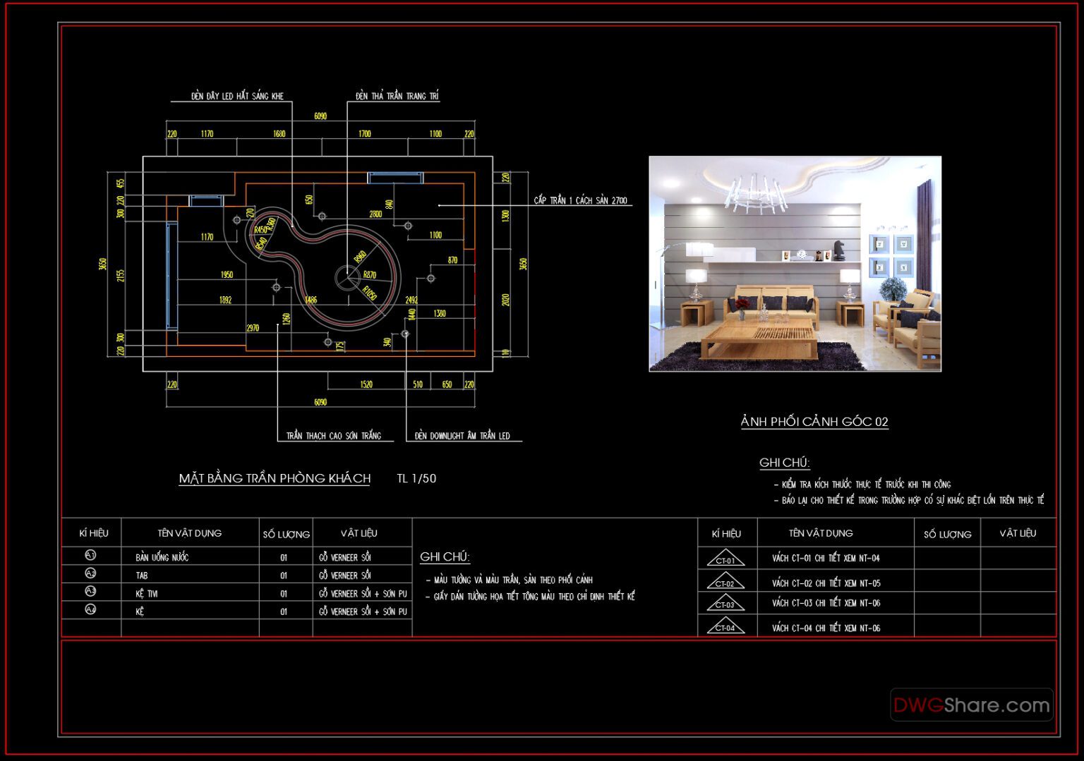 Detailed Drawings Of Living room In Autocad File