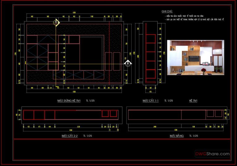 Detailed Drawings Of Living room In Autocad File