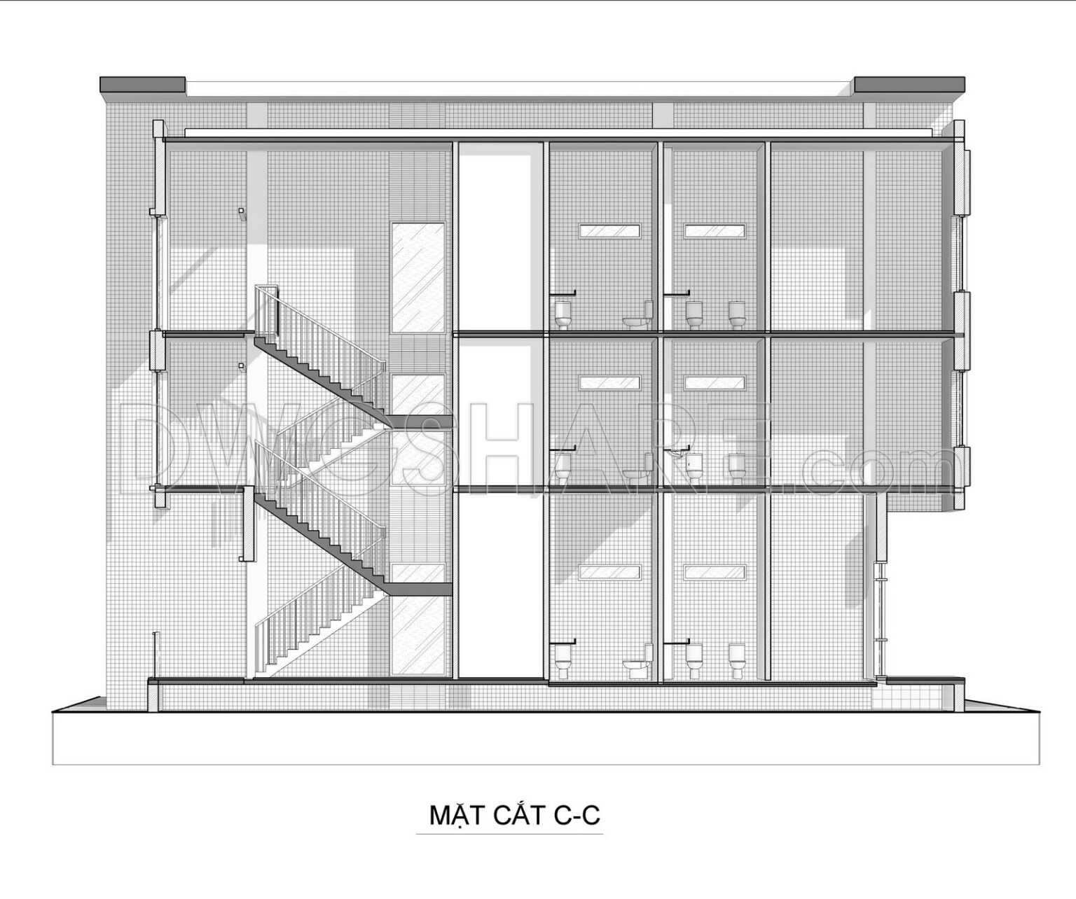 Drawing Of 3-Story Office Building For Free Download
