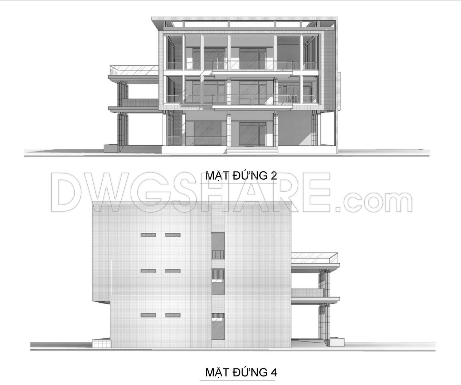 Drawing Of 3-Story Office Building For Free Download