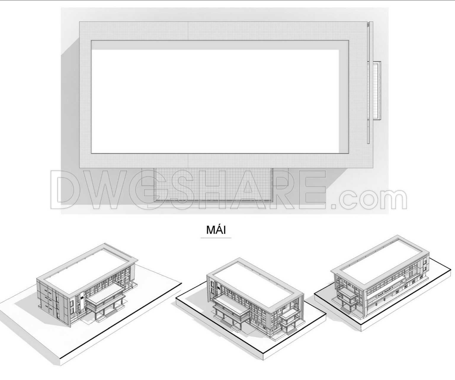 Drawing Of 3-Story Office Building For Free Download