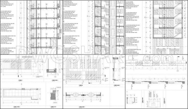 Drawing Of 7-Story House A Complete Project 8.9m x 10.1m For Download