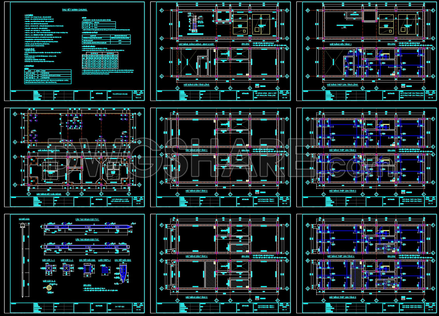 Structural drawing of 9-Story House a Complete Project For Download