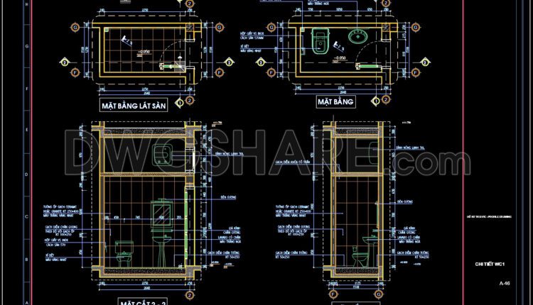 108.WC Layout Plan and elevations details AutoCAD drawing download ...