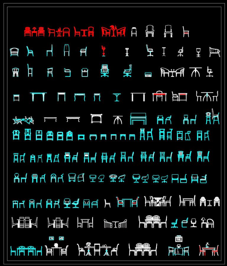 203.CAD Blocks Furniture for Kitchen and Dining room