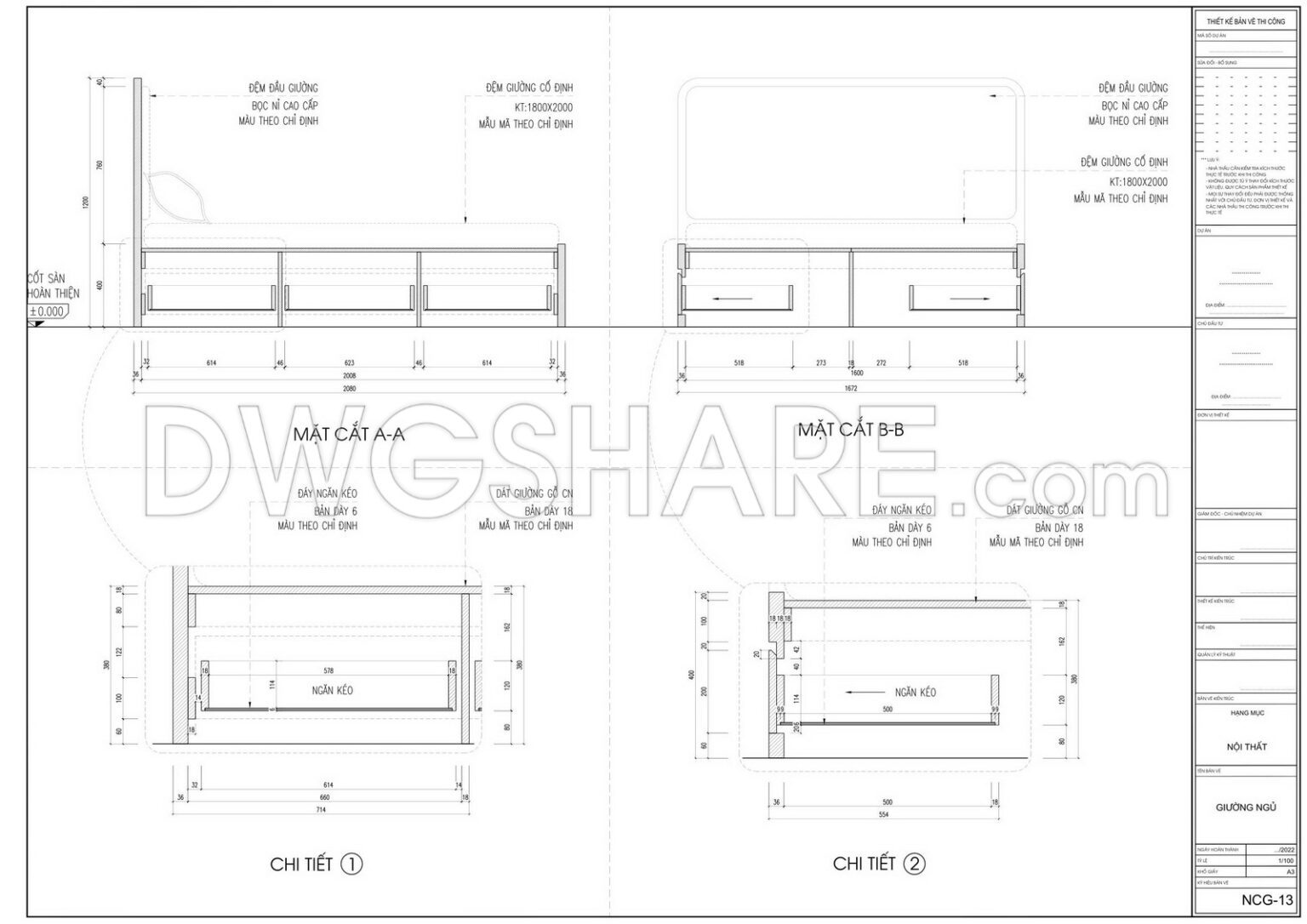 39.Detailed Drawings Of Bedroom In Autocad File