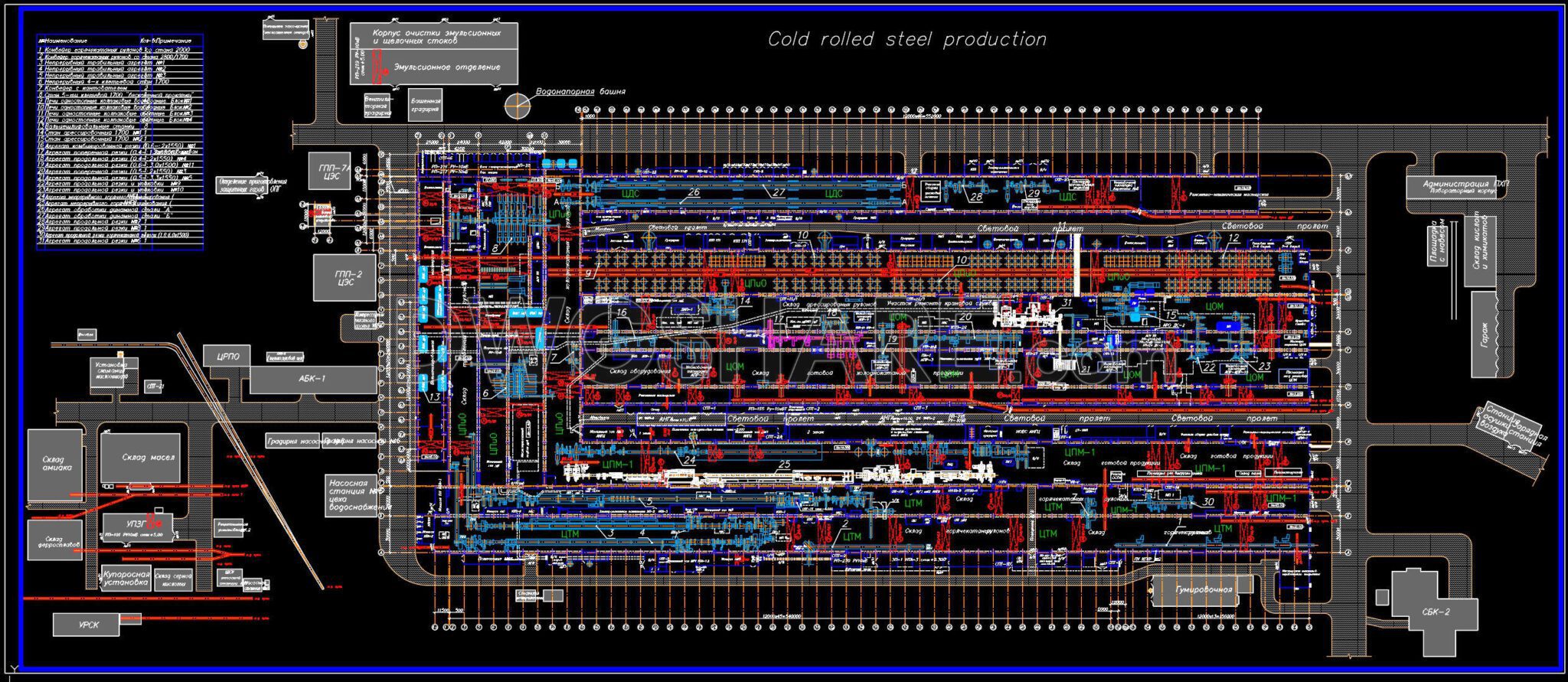 42.Autocad Drawing Of Cold Rolled Steel Production Factory For Download