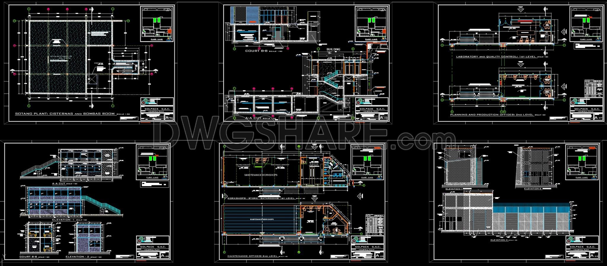 45.Autocad Drawings Of Complete Industrial Plant Project Plans For Download