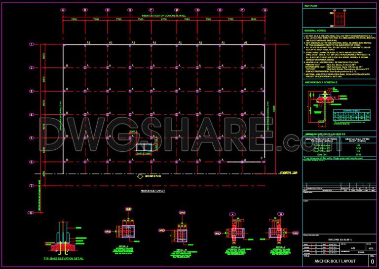 70.Free Download of Steel Anchor Bolt Layout Plan Details Autocad ...