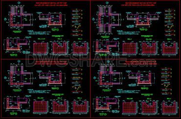 74.Free Download of Reinforcement Details Of Pit Pot Autocad Drawing DWG