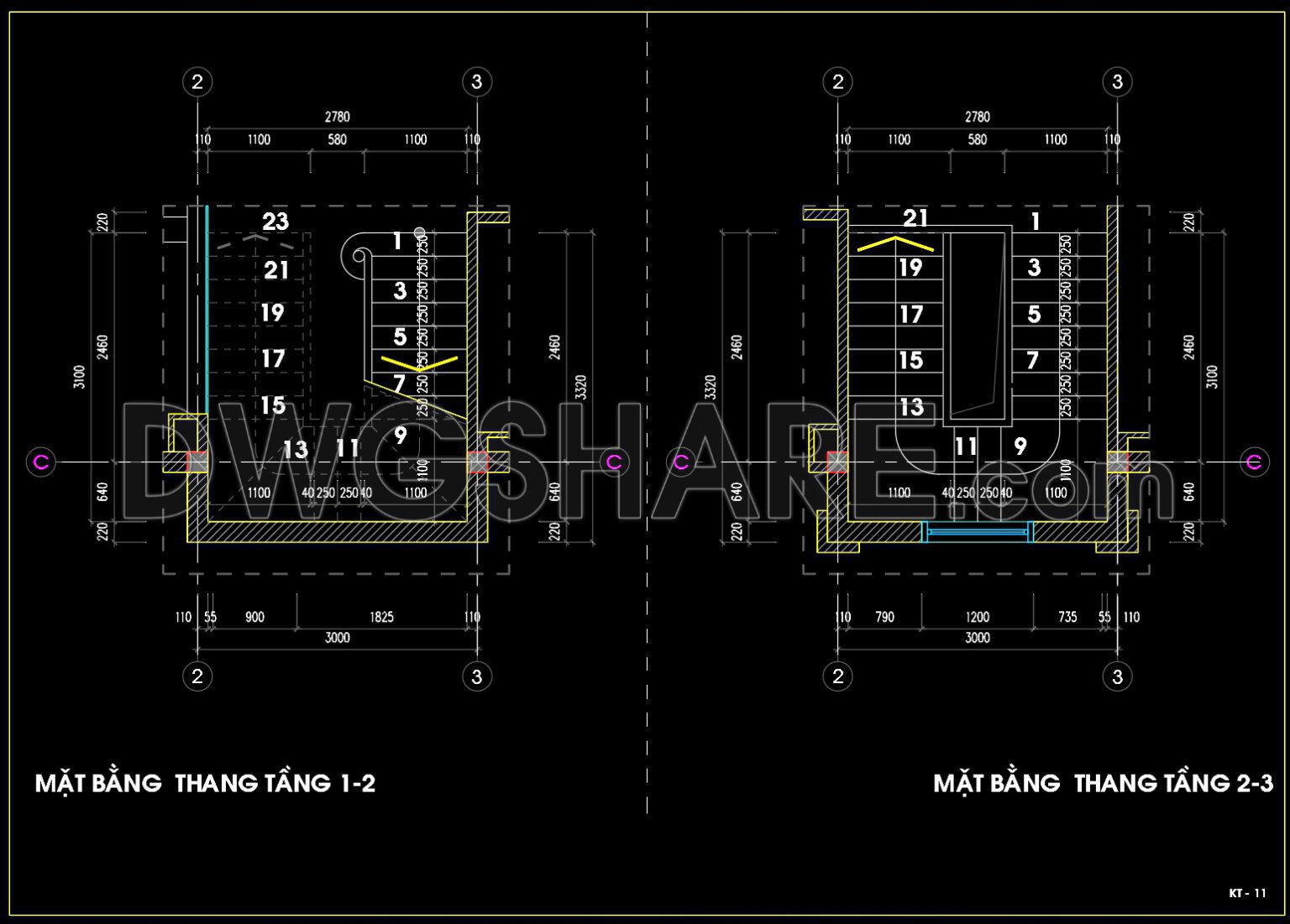 93.Detailed drawings of stairs in autocad file