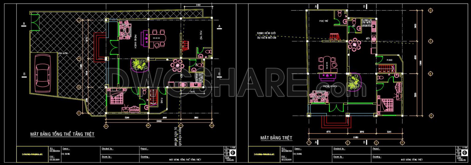 Autocad Drawings Of 2-Story Modern Villa 11.4m x13m For Download