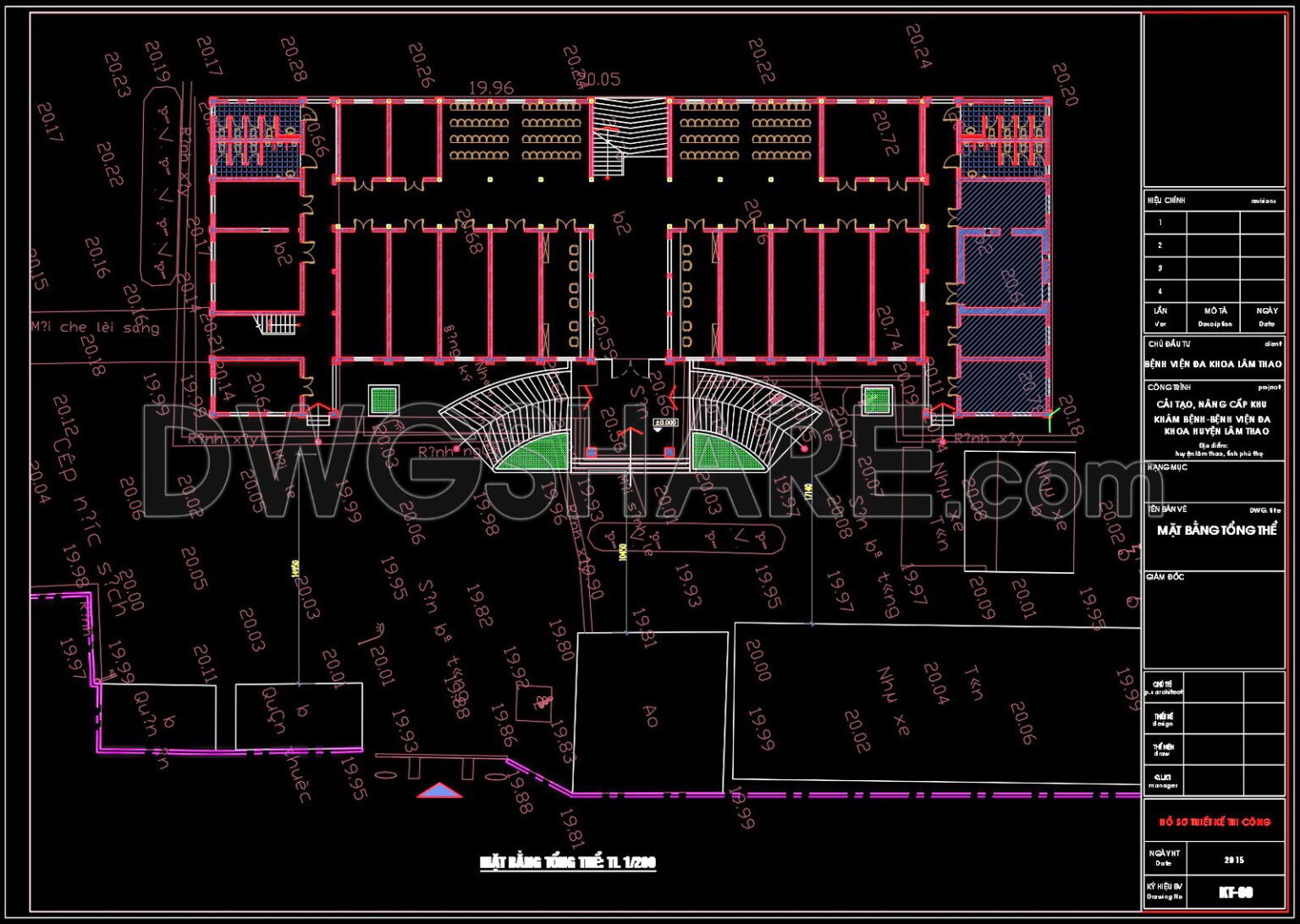 Autocad Drawings Of 2-Story Hospital A Complete Project 23×54m For Download