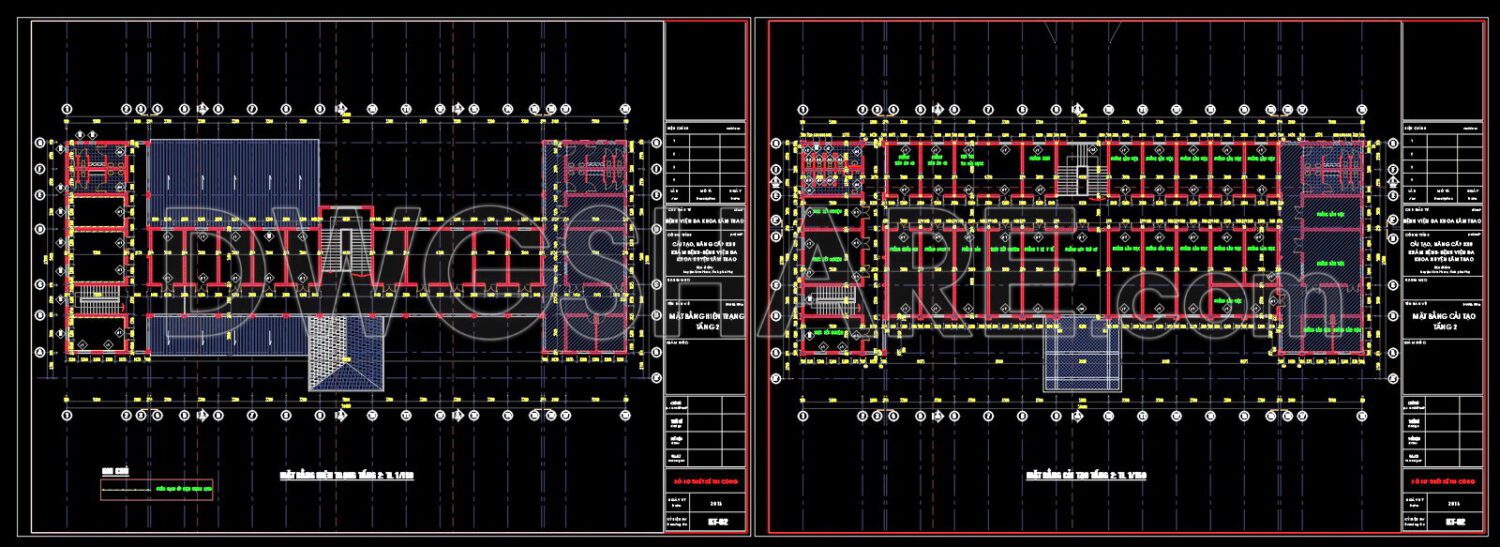 Autocad Drawings Of 2-Story Hospital A Complete Project 23×54m For Download