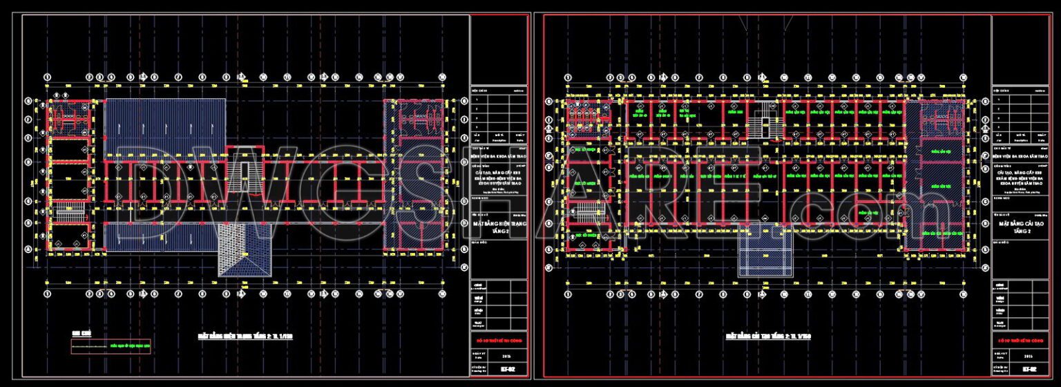 Autocad Drawings Of 2-Story Hospital A Complete Project 23×54m For Download