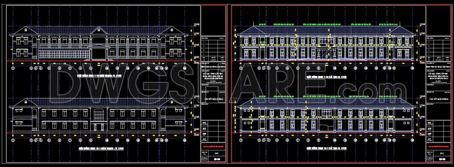 Autocad Drawings Of 2-Story Hospital A Complete Project 23×54m For Download