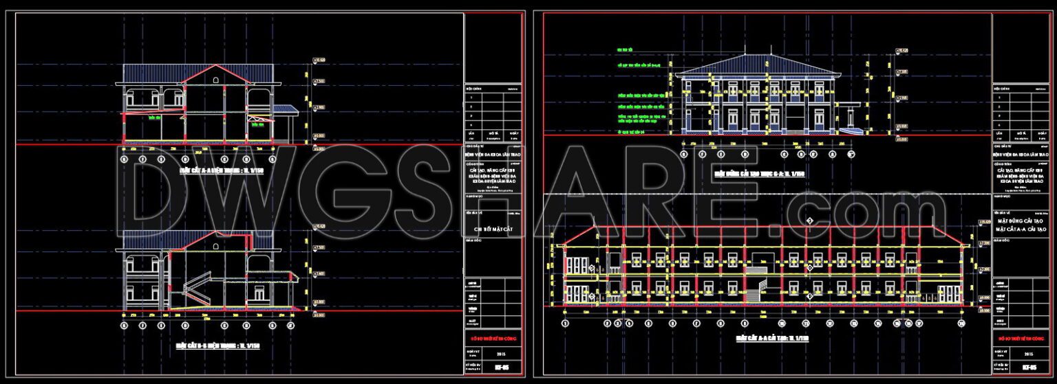 Autocad Drawings Of 2-Story Hospital A Complete Project 23×54m For Download