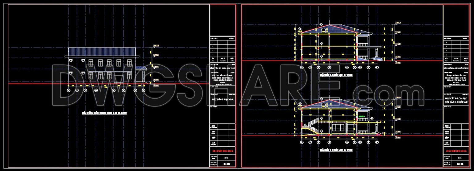 Autocad Drawings Of 2-Story Hospital A Complete Project 23×54m For Download