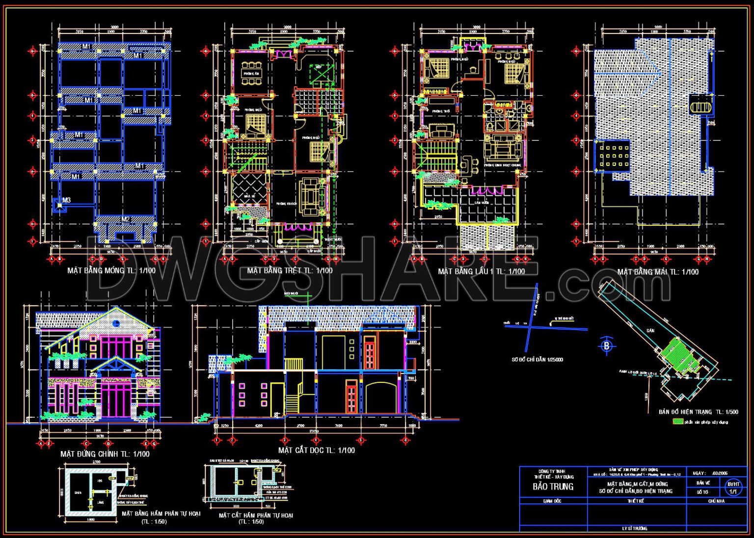 Autocad Drawings Of 2-Story House Plans, Elevations And Sections 9.3×15.8m For Download