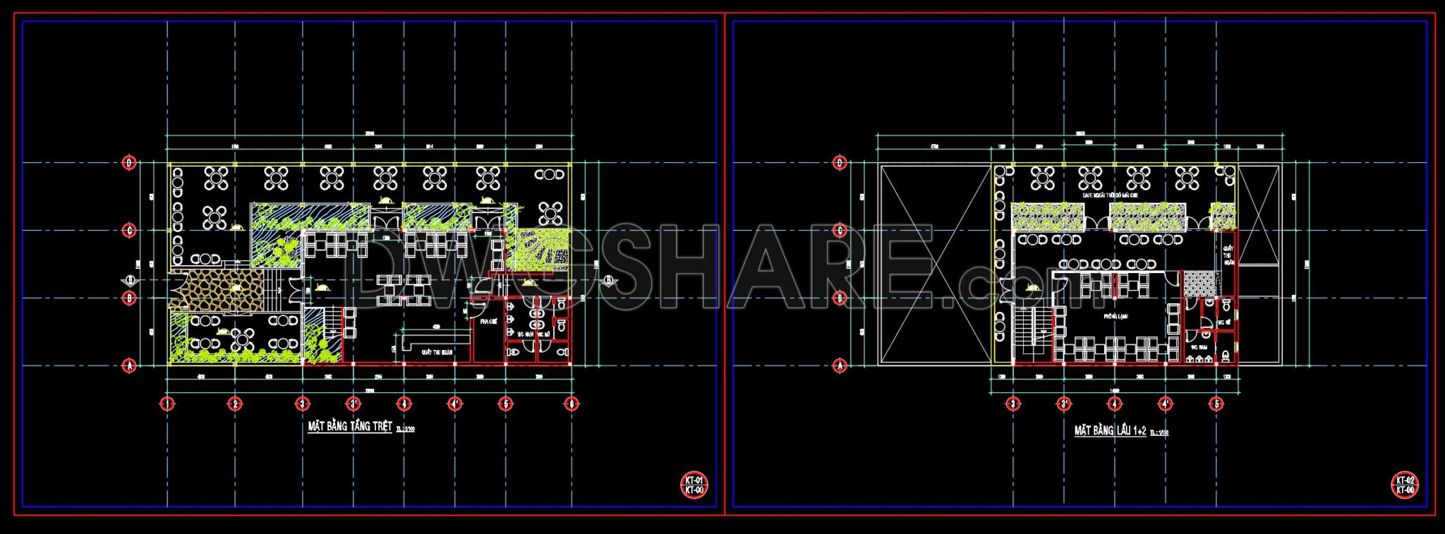 Autocad Drawings Of 4-Story Coffee Shop Plans, Elevations And Sections ...