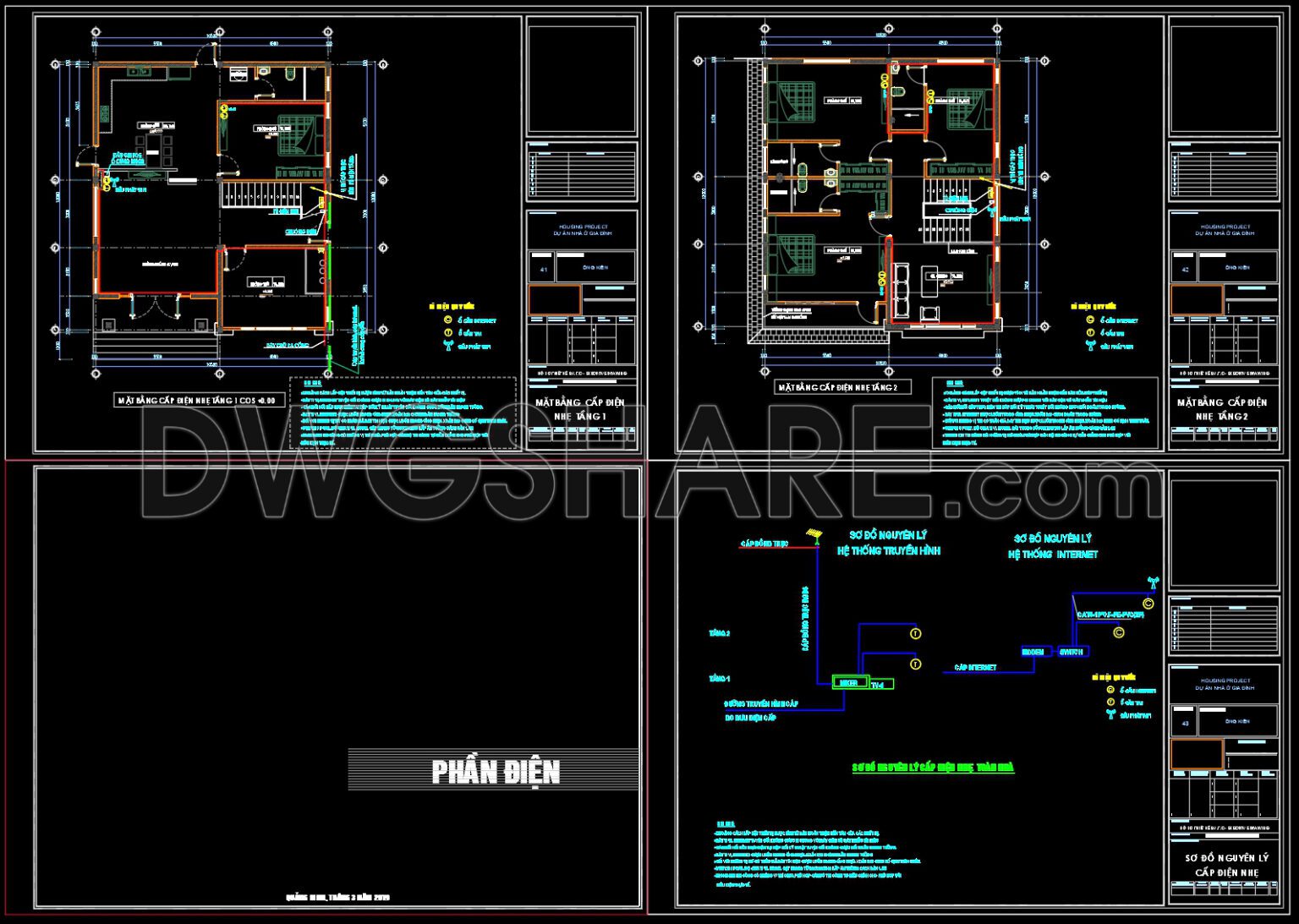M&E drawings Of 2-Story House A Complete Project 10.5x12m For Download