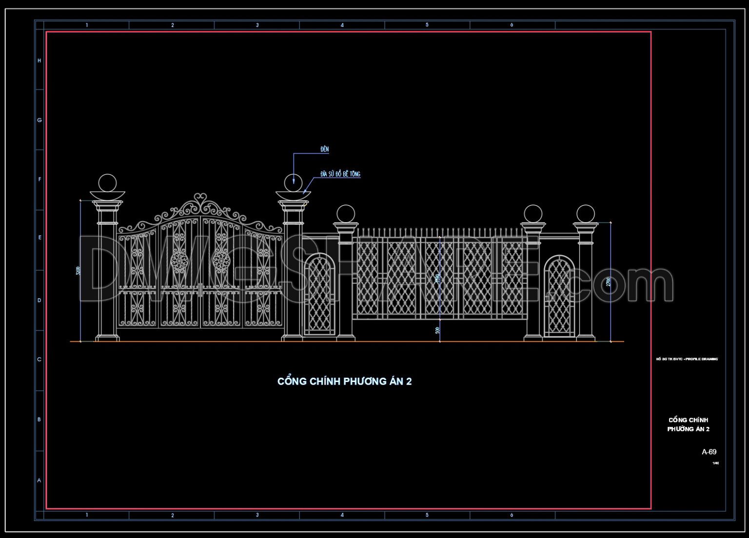 108.Gate and Fence DWG With Detailing For Free Download