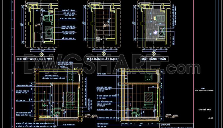 110.WC Layout Plan and elevations details AutoCAD drawing download ...