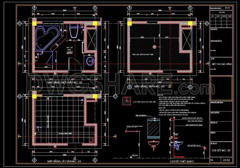 116.WC Layout Plan and elevations details AutoCAD drawing download