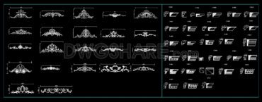 138.Detailed drawings of decorative patterns and moldings in CAD format