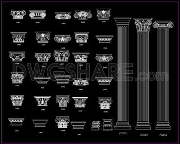 139.Detailed drawings of decorative patterns and column capitals in CAD ...