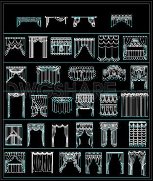 208.CAD Blocks Curtain for Living room