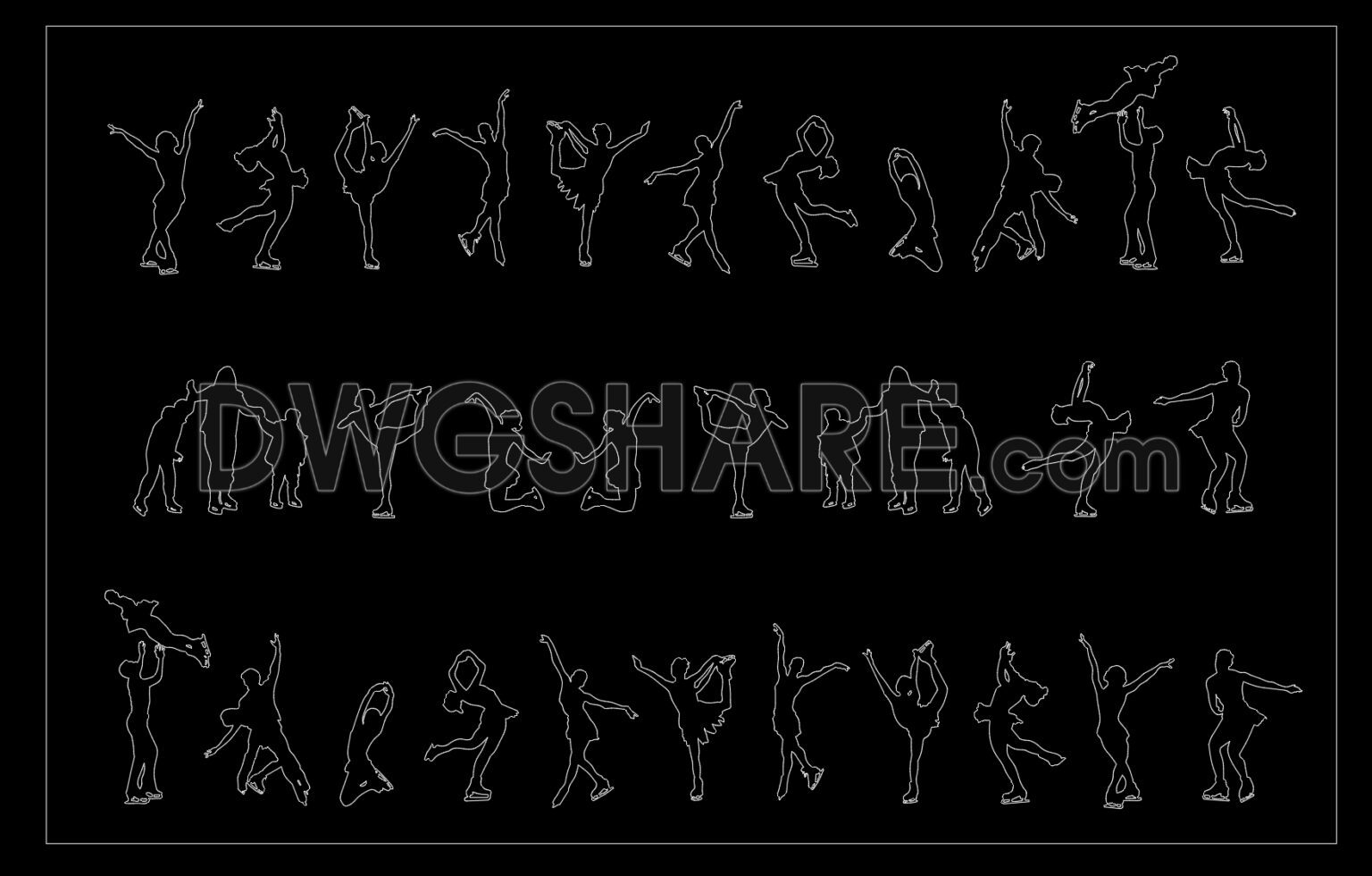 85.Free Download Of People Ice Skating Autocad Drawing DWG