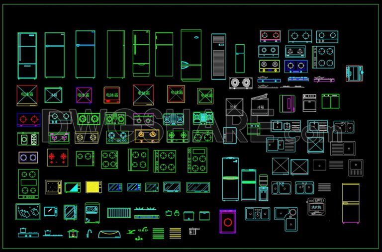 90. Kitchen Accessories CAD blocks free download