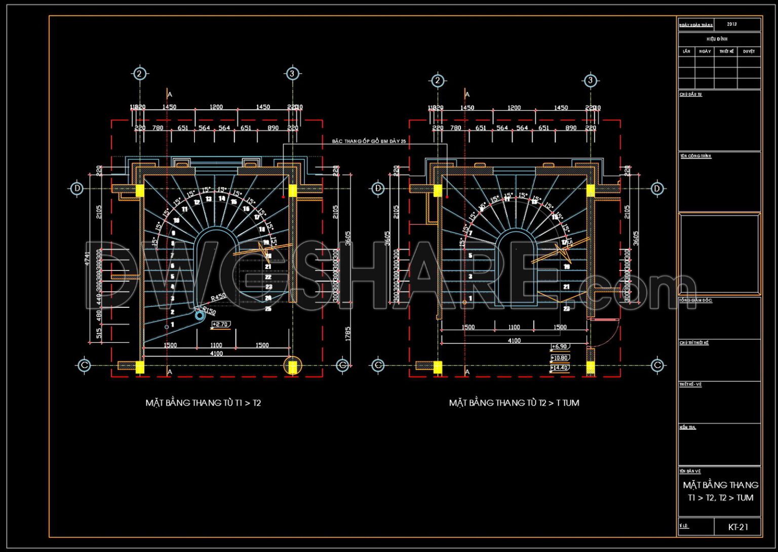 94.Detailed drawings of stairs in autocad file