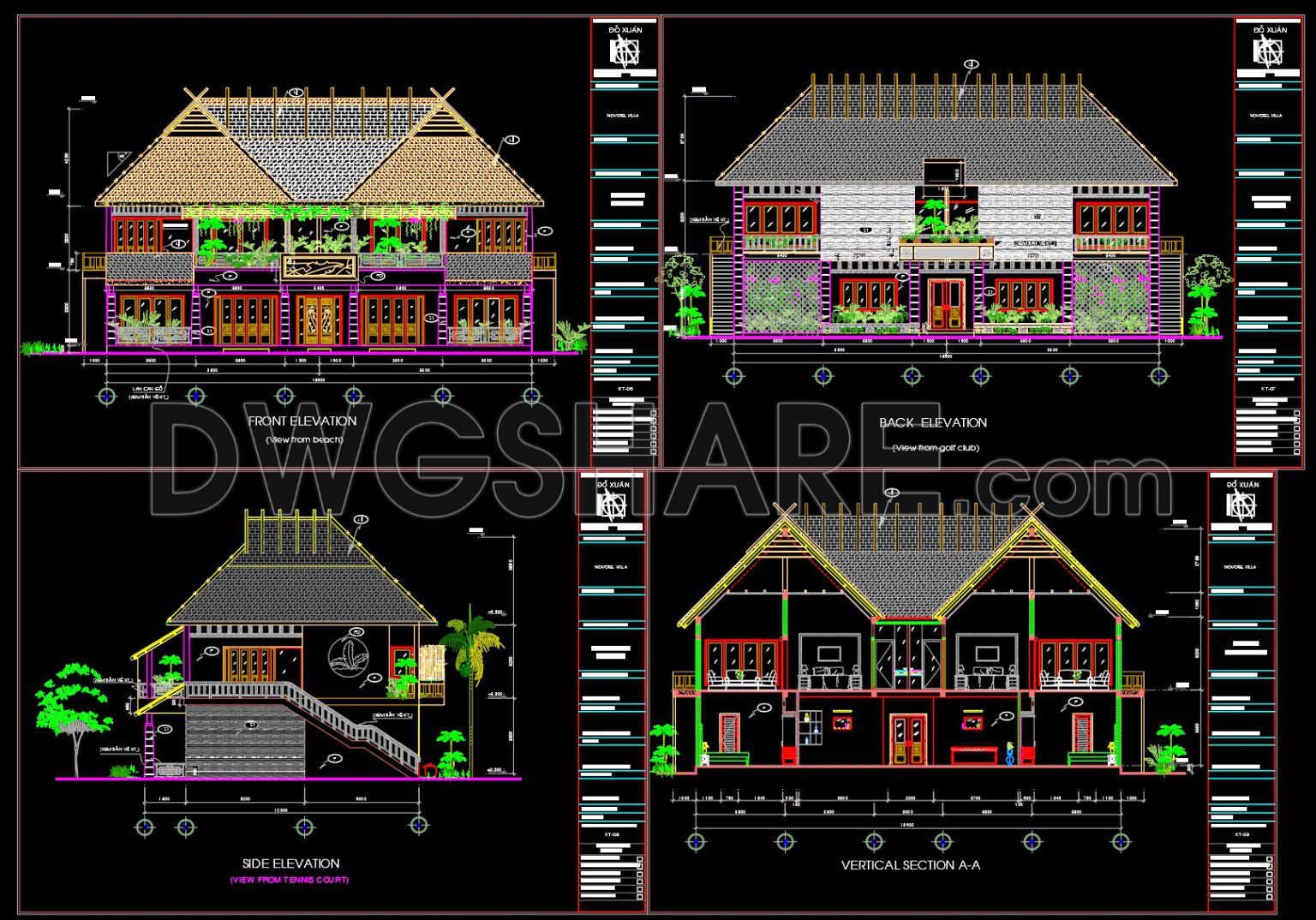 Autocad Drawings Of 2-Story Modern Villa 12m x18.2m For Download