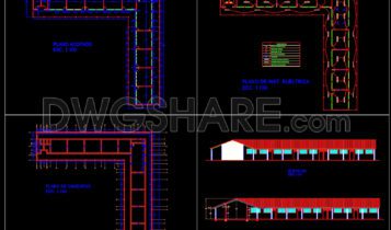 549. Free Detailed CAD Drawing - Steel and Glass Canopy Structure