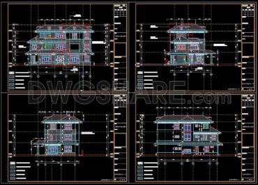 Drawing Of 3-Story House A Complete Project 13.4m x 19.5m For Download