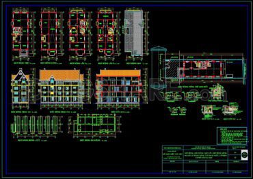Drawing Of 4-Story House A Complete Project 7.2m x 19.8m For Download