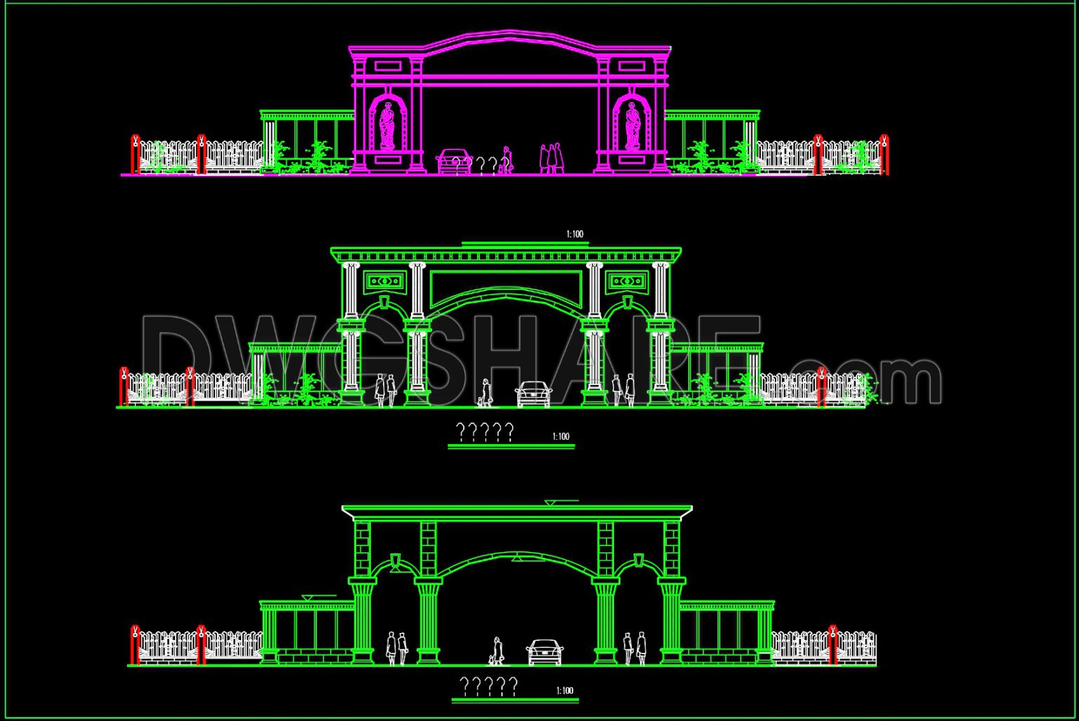 109.Gate and Fence DWG With Detailing For Free Download