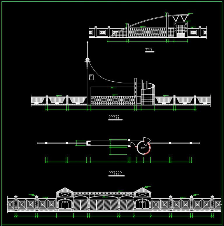 109.Gate and Fence DWG With Detailing For Free Download