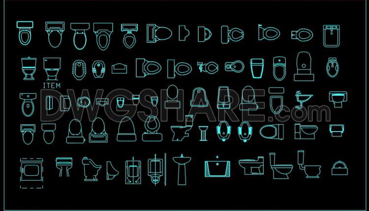 121.Bathtub, Wash basin, Toilet bowls free AutoCAD drawing download (2 ...