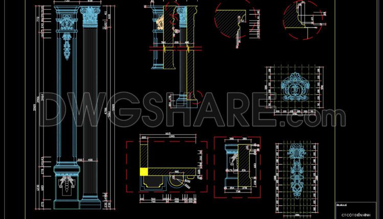 147.Free download of detailed autocad architectural drawings of column ...
