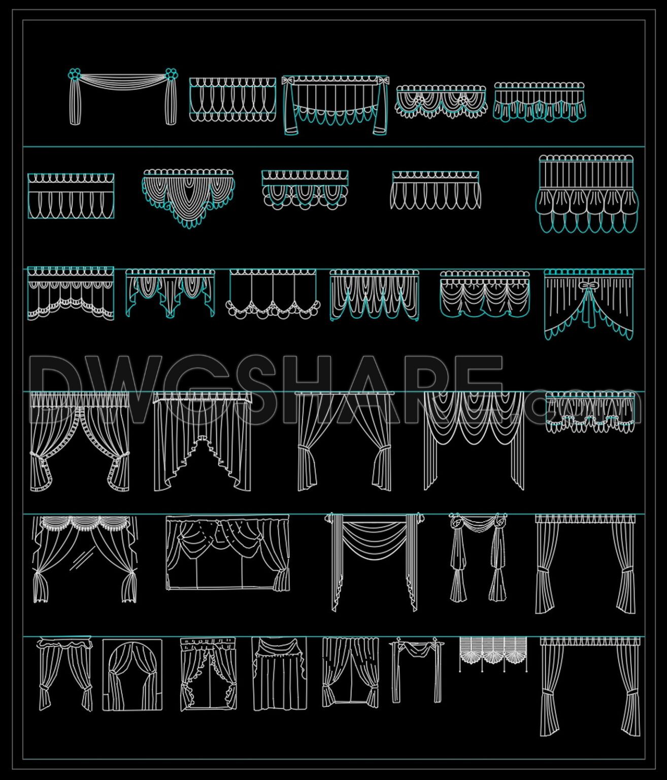 209.CAD Blocks Curtain for Living room | Free Cad Blocks, download DWG ...