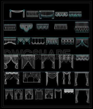 209.CAD Blocks Curtain for Living room | Free Cad Blocks, download DWG ...